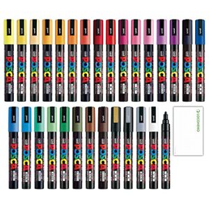 posca paint marker medium point (pc-5m) 29 colors full range bundle set uni mitsubishi poster colour all color 2.2mm marking pen loconeko memo pad set