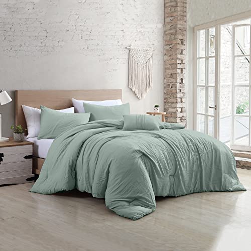 Modern Threads - Comforter Set - Down Alternative Brushed Microfiber - Elegant All Season Bedspread Set - Includes Comforter, Shams, & Decorative Pillow - Luxurious Bedding - King, Spa