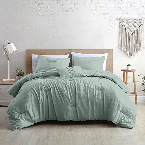 Modern Threads - Comforter Set - Down Alternative Brushed Microfiber - Elegant All Season Bedspread Set - Includes Comforter, Shams, & Decorative Pillow - Luxurious Bedding - King, Spa