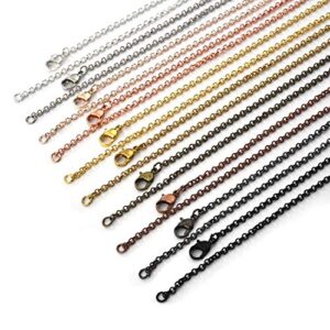 lanbeide 40 packs 10 colors brass necklace chains 21 inch link cable chain necklace with lobster clasps bulk for jewelry making