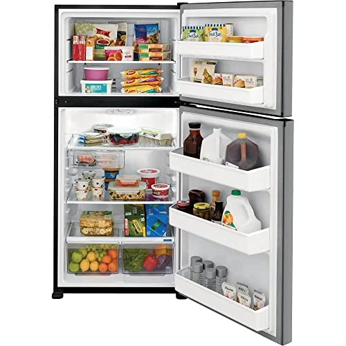 Frigidaire FFTR1835VS 30 Inch Freestanding Top Freezer Refrigerator with 18.3 cu. ft. Total Capacity, 2 Glass Shelves, 4.9 cu. ft. Freezer Capacity, Right Hinge with Reversible Doors, Crisper Drawer, Frost Free Defrost, ADA Compliant, Adjustable Glass She