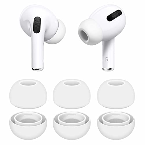 3 Pairs Compatible with AirPods Pro and Pro 2 Ear Tips Buds, Medium Size Replacement Silicone Rubber Eartips Earbuds Gel Cover Accessories Compatible with AirPods Pro 2nd 1st - Medium White