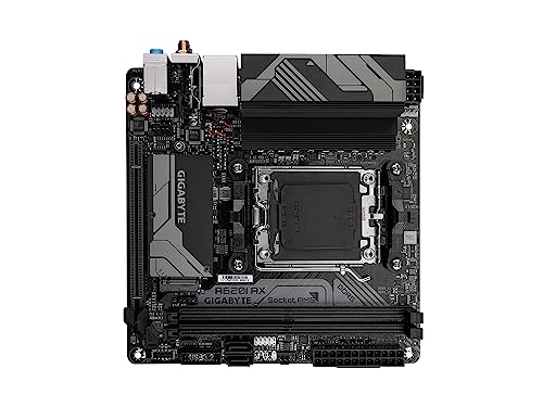 GIGABYTE A620I AX (AM5/ LGA 1718/ AMD/ A620/ Mini-ITX/ 5-Year Warranty/ DDR5/ Single M.2/ PCIe 4.0/ USB 3.2 Gen1 Type-C/Realtek Wi-Fi 6E/ Realtek 2.5GbE/ Q-Flash Plus/PCIe EZ-Latch/Motherboard)