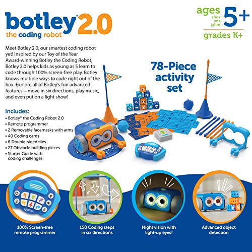 Learning Resources Botley The Coding Robot 2.0 Activity Set - 78 Pieces, Ages 5+, Coding Robot for Kids, STEM Toys for Kids, Early Programming and Coding Games for Kids, for Kids