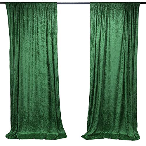 AK TRADING CO. 10 feet x 10 feet Lush Velvet Backdrop Drapes Curtains Panels with Rod Pockets - Wedding Ceremony Party Home Window Decorations - Hunter Green