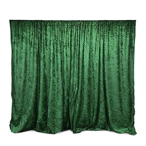 AK TRADING CO. 10 feet x 10 feet Lush Velvet Backdrop Drapes Curtains Panels with Rod Pockets - Wedding Ceremony Party Home Window Decorations - Hunter Green