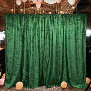 AK TRADING CO. 10 feet x 10 feet Lush Velvet Backdrop Drapes Curtains Panels with Rod Pockets - Wedding Ceremony Party Home Window Decorations - Hunter Green