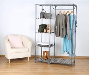 better homes & gardens farmhouse grey wood and metal garment rack