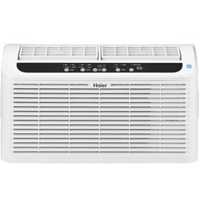 haier 6,200 btu ultra quiet window air conditioner for small rooms and bedrooms, control using remote, 6k window ac unit, easy install with included kit, white, energy star