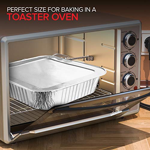 8x8 Foil Pans with Lids (20 Pack) 8 Inch Square Aluminum Pans with Covers - Foil Pans and Foil Lids - Disposable Food Containers Great for Baking Cake, Cooking, Heating, Storing, Prepping Food