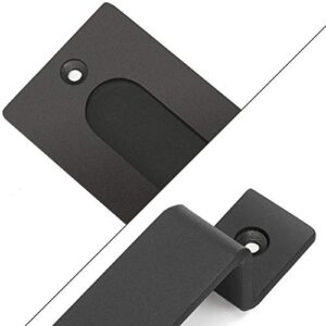 J JHOUSELIFESTYLE Barn Door Handles Matte Black, Flush Pulls with Lock Latch