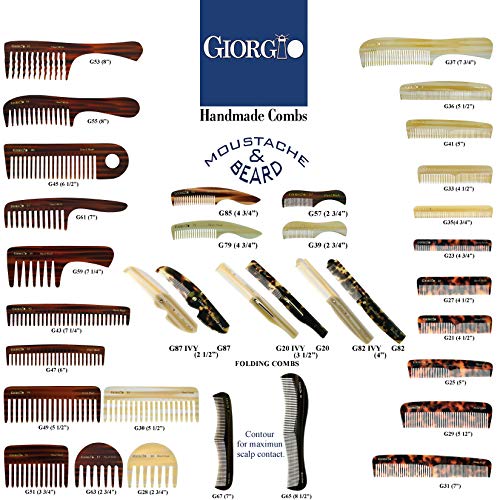 Giorgio G28 Wide Tooth Comb Detangling Comb, Pocket Comb and Travel Comb Wide Tooth Combs for Women for Thick Hair, Hair Detangler Comb For Wet and Dry Everyday Care. Handmade, Saw-Cut, and Polished