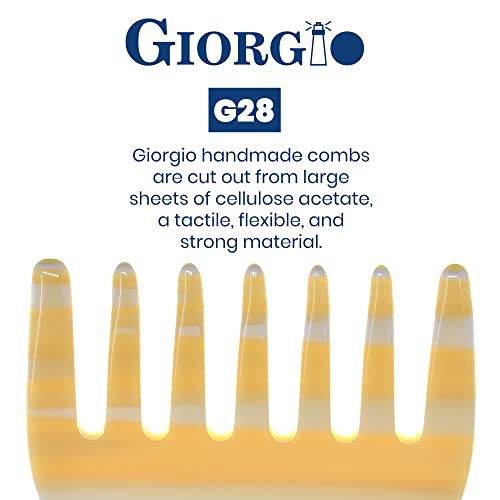 Giorgio G28 Wide Tooth Comb Detangling Comb, Pocket Comb and Travel Comb Wide Tooth Combs for Women for Thick Hair, Hair Detangler Comb For Wet and Dry Everyday Care. Handmade, Saw-Cut, and Polished