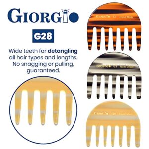 Giorgio G28 Wide Tooth Comb Detangling Comb, Pocket Comb and Travel Comb Wide Tooth Combs for Women for Thick Hair, Hair Detangler Comb For Wet and Dry Everyday Care. Handmade, Saw-Cut, and Polished