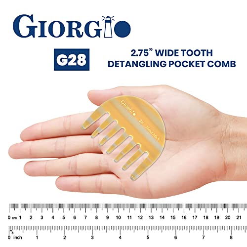 Giorgio G28 Wide Tooth Comb Detangling Comb, Pocket Comb and Travel Comb Wide Tooth Combs for Women for Thick Hair, Hair Detangler Comb For Wet and Dry Everyday Care. Handmade, Saw-Cut, and Polished