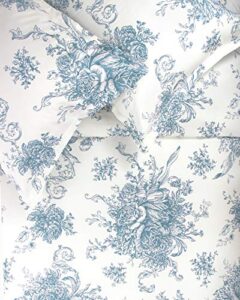 mélange home melange home, light blue toile 400 thread count cotton, king/california king duvet set