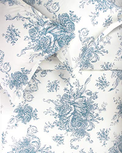 Mélange Home Melange Home, Light Blue Toile 400 Thread Count Cotton, King/California King Duvet Set