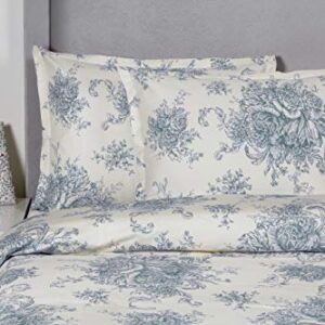 Mélange Home Melange Home, Light Blue Toile 400 Thread Count Cotton, King/California King Duvet Set