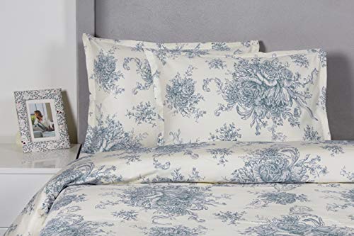 Mélange Home Melange Home, Light Blue Toile 400 Thread Count Cotton, King/California King Duvet Set