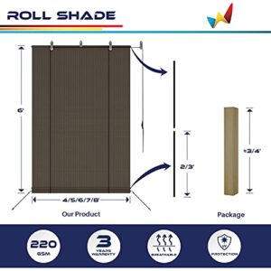 Windscreen4less Exterior Roller Shade Blinds Outdoor Roll Up Shade Privacy for Deck Back Yard Gazebo Pergola Balcony Patio Porch 7’ W x 6’ L Brown…