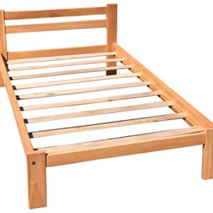 Amazonas Twin Size Bed Frame Solid Pine Wood Honey Pine with Hardwod Slats Support Finish Wooden Kids Bed Single Suitable for Boys Girls Bedroom Wooden Bed Frame