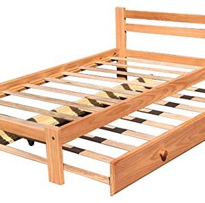 Amazonas Twin Size Bed Frame Solid Pine Wood Honey Pine with Hardwod Slats Support Finish Wooden Kids Bed Single Suitable for Boys Girls Bedroom Wooden Bed Frame