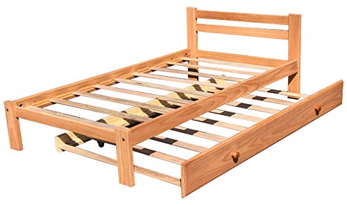 Amazonas Twin Size Bed Frame Solid Pine Wood Honey Pine with Hardwod Slats Support Finish Wooden Kids Bed Single Suitable for Boys Girls Bedroom Wooden Bed Frame