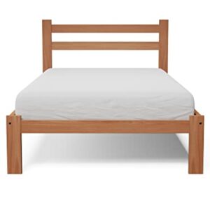 Amazonas Twin Size Bed Frame Solid Pine Wood Honey Pine with Hardwod Slats Support Finish Wooden Kids Bed Single Suitable for Boys Girls Bedroom Wooden Bed Frame