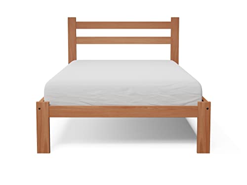 Amazonas Twin Size Bed Frame Solid Pine Wood Honey Pine with Hardwod Slats Support Finish Wooden Kids Bed Single Suitable for Boys Girls Bedroom Wooden Bed Frame