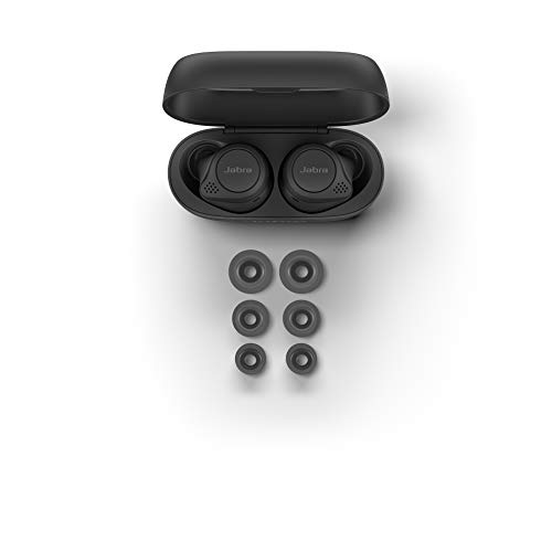 Jabra Elite 75t Black Voice Assistant Enabled True Wireless Earbuds with Charging Case (Renewed)