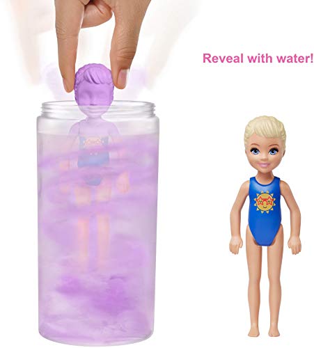 Barbie Color Reveal Chelsea Doll with 6 Surprises: Water Reveals Doll’s Look & Creates Color Change on Hair; 4 Mystery Bags Contain a Surprise Detachable Ponytail, Skirt, Shoes & Accessory