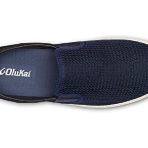 OLUKAI Lae'ahi Men's Slip On Sneakers, Lightweight Barefoot Feel & Breathable Mesh, Water Resistant Heel & Wet Grip Rubber Soles, Removable Gel Insert, Blue Depth/Blue Depth, 9.5