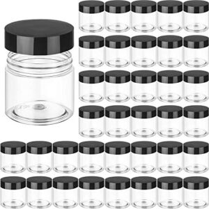 36 pieces plastic jars round clear leak proof cosmetic container jars with inner liners and lids for lotions ointments travel make up storage (2 oz, black)