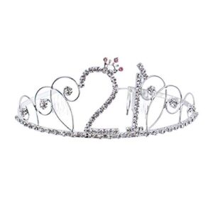 auear, crystal birthday tiara rhinestone princess crown happy birthday crowns silver diamante crown for 21st birthday gift decoration