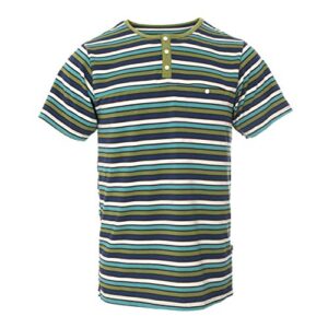 kickee menswear print short sleeve performance jersey henley (s, botany grasshopper stripe)