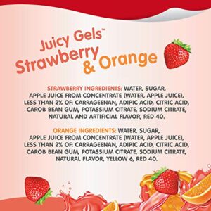 Snack Pack Juicy Gels Strawberry And Orange, 4 Cups of 3.25 Oz. each, Total 13 Ounce