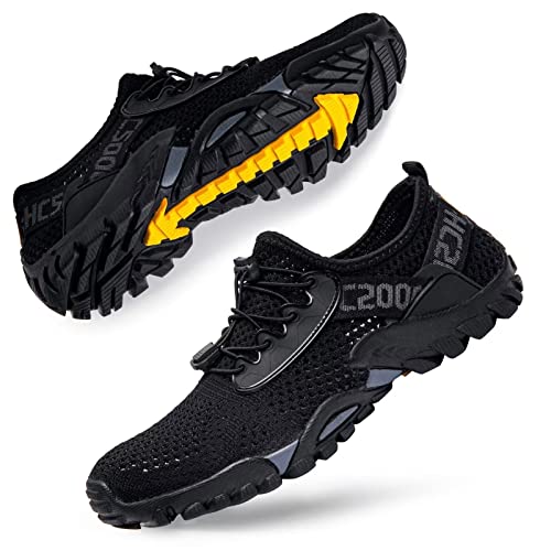 Men Water Shoes Quick Drying Women Water Hiking Swim Beach Shoes for Sailing Kayaking Surfing All Black