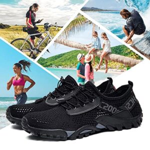 Men Water Shoes Quick Drying Women Water Hiking Swim Beach Shoes for Sailing Kayaking Surfing All Black