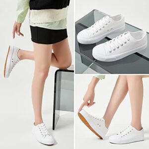 hash bubbie Womens White Sneakers White Shoes Tennis Shoes for Women Women's PU Leather Fashion Sneakers Low top Casual Shoes（PU White.US7）