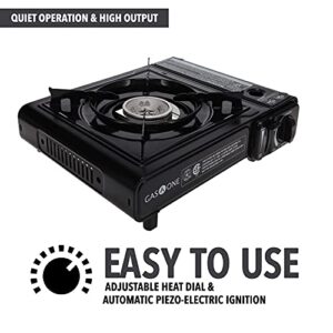 GAS ONE GS-3000 Portable Gas Stove with Carrying Case, 9,000 BTU, CSA Approved, Black (Stove + 4 Fuel)