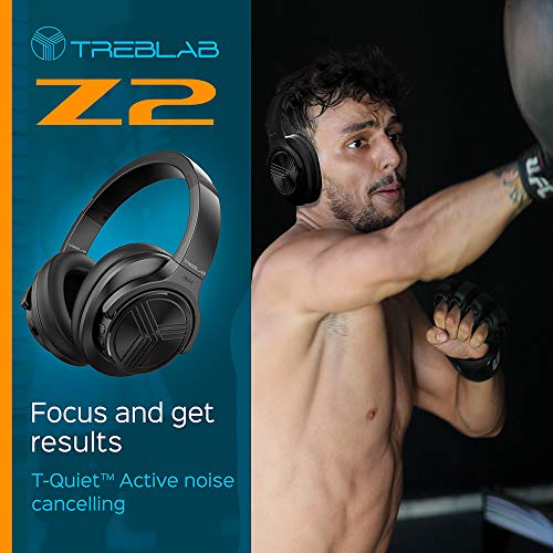 TREBLAB Z2 - Ultra Premium Over Ear Wireless Headphones - High-End Bluetooth 5.0 Stereo aptX, Active Noise Cancelling ANC Microphone, 35H Battery, Sports Gym Workout Travel Auriculares (Renewed)