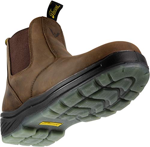 Thorogood Thoro-Flex 6” Slip On Work Boots for Men - Premium Leather with Comfort Footbed, Slip-Resistant Outsole, and Scuff-Free Translucent Bottom; EH Rated, Black/Trail Crazyhorse - 13 M US