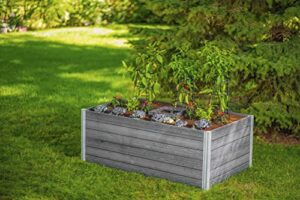 vita urbana 3 foot x 5 foot embossed vinyl keyhole garden with composting basket, slate grey, gray, pvc, bpa and pthalate free, woodgrain, vt17602