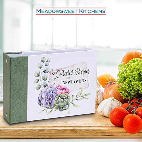 Meadowsweet Kitchens Newlyweds Recipe Card Holder Cookbook Mini 2 Ring Binder Organizer - Recipe Binder Cook Book w/ 50 4 x 6 Cards, 50 Clear Card Sleeves, & 12 Card Dividers w/Categories - Newlyweds