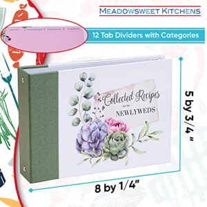 Meadowsweet Kitchens Newlyweds Recipe Card Holder Cookbook Mini 2 Ring Binder Organizer - Recipe Binder Cook Book w/ 50 4 x 6 Cards, 50 Clear Card Sleeves, & 12 Card Dividers w/Categories - Newlyweds