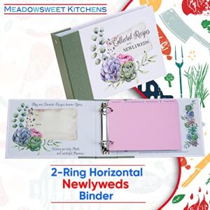 Meadowsweet Kitchens Newlyweds Recipe Card Holder Cookbook Mini 2 Ring Binder Organizer - Recipe Binder Cook Book w/ 50 4 x 6 Cards, 50 Clear Card Sleeves, & 12 Card Dividers w/Categories - Newlyweds