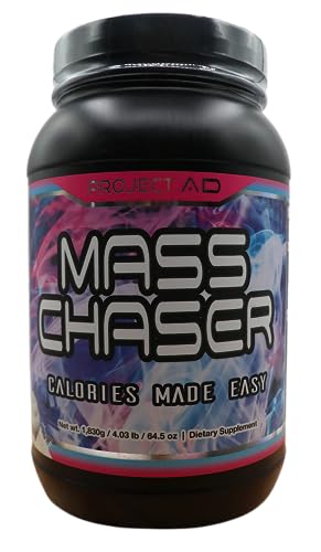 Project AD Mass Chaser, Mass Gainer Protein Powder, Gain Strength & Size Quickly, Mixes Easily, Tastes Delicious, 500 Calories & 25g Protein (30 servings, Vanilla Swirl Cake Batter)