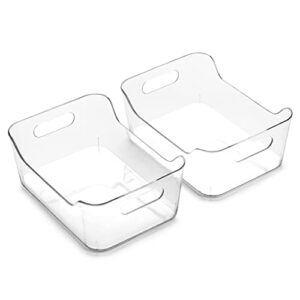 bino | plastic organizer bins, small - 2 pack, clear | the soho collection | multi-use organizer bins | pantry organizer & freezer organizer | plastic storage container | bins for home & kitchen org