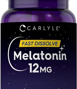 Carlyle Melatonin 12 mg Fast Dissolve 90 Tablets | Natural Berry Flavor | Vegetarian, Non-GMO, Gluten Free