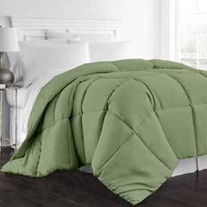 fairpeak all season down alternative comforter, 1000-tc oversize queen luxury comforter 1-pc hypoallergenic 100% egyptian cotton comforter hotel quality soft 600 gsm, moss solid (98"x98")